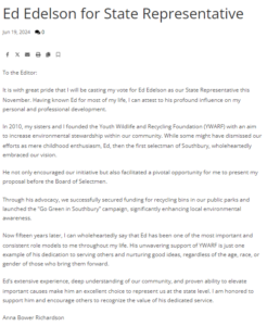 Anna Bower Richardson LTE - Ed is running to represent the 69th ...